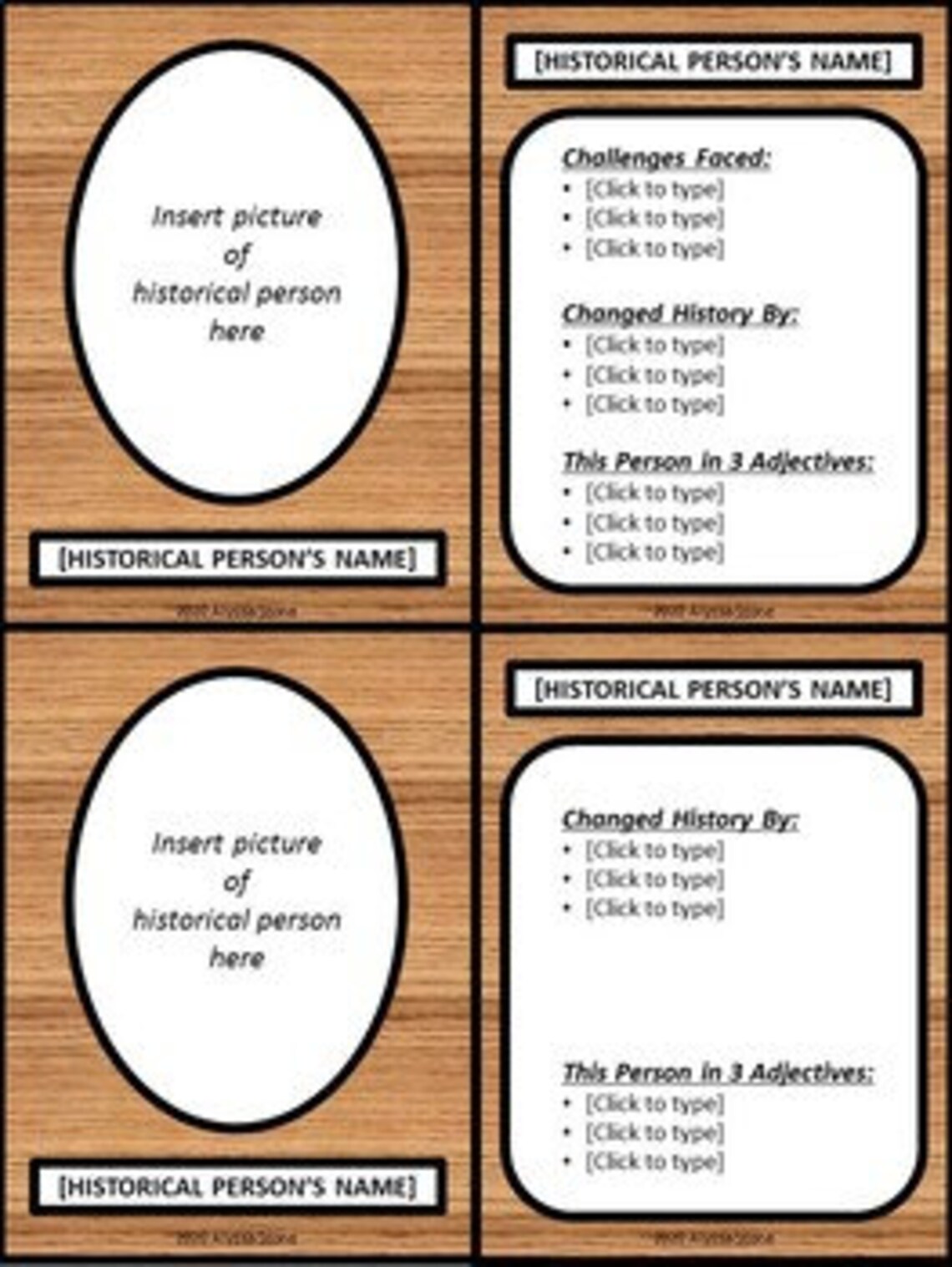 Historical Figures Trading Card Templates - Etsy