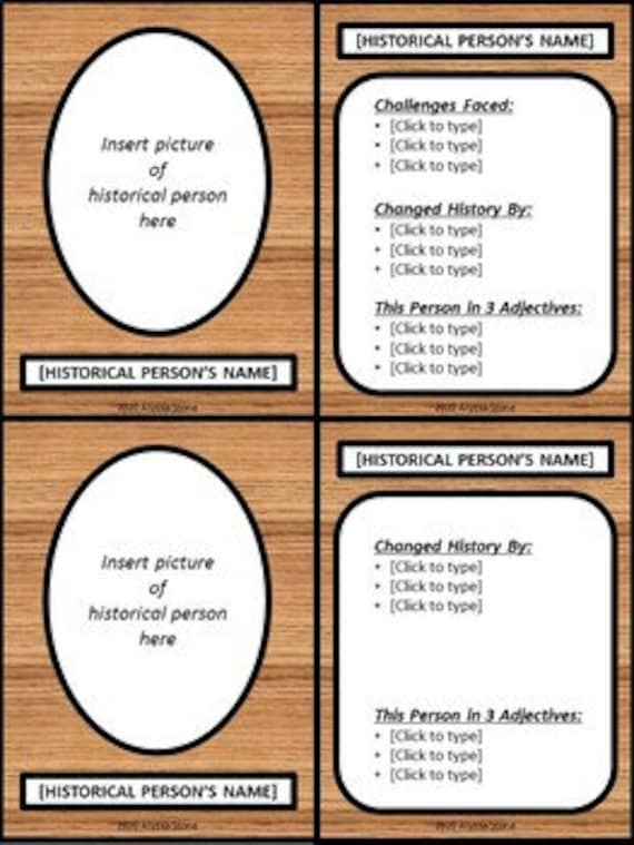 Plantillas De Tarjetas Coleccionables Para La Historia Negra