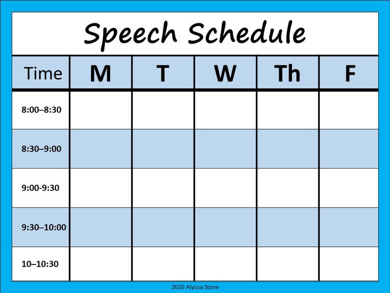 Speech Schedule A-4 POSTER - Aqua - Etsy