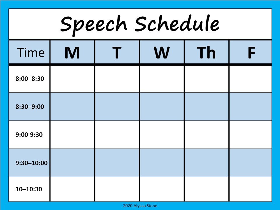 Speech Schedule A-4 POSTER - Aqua - Etsy