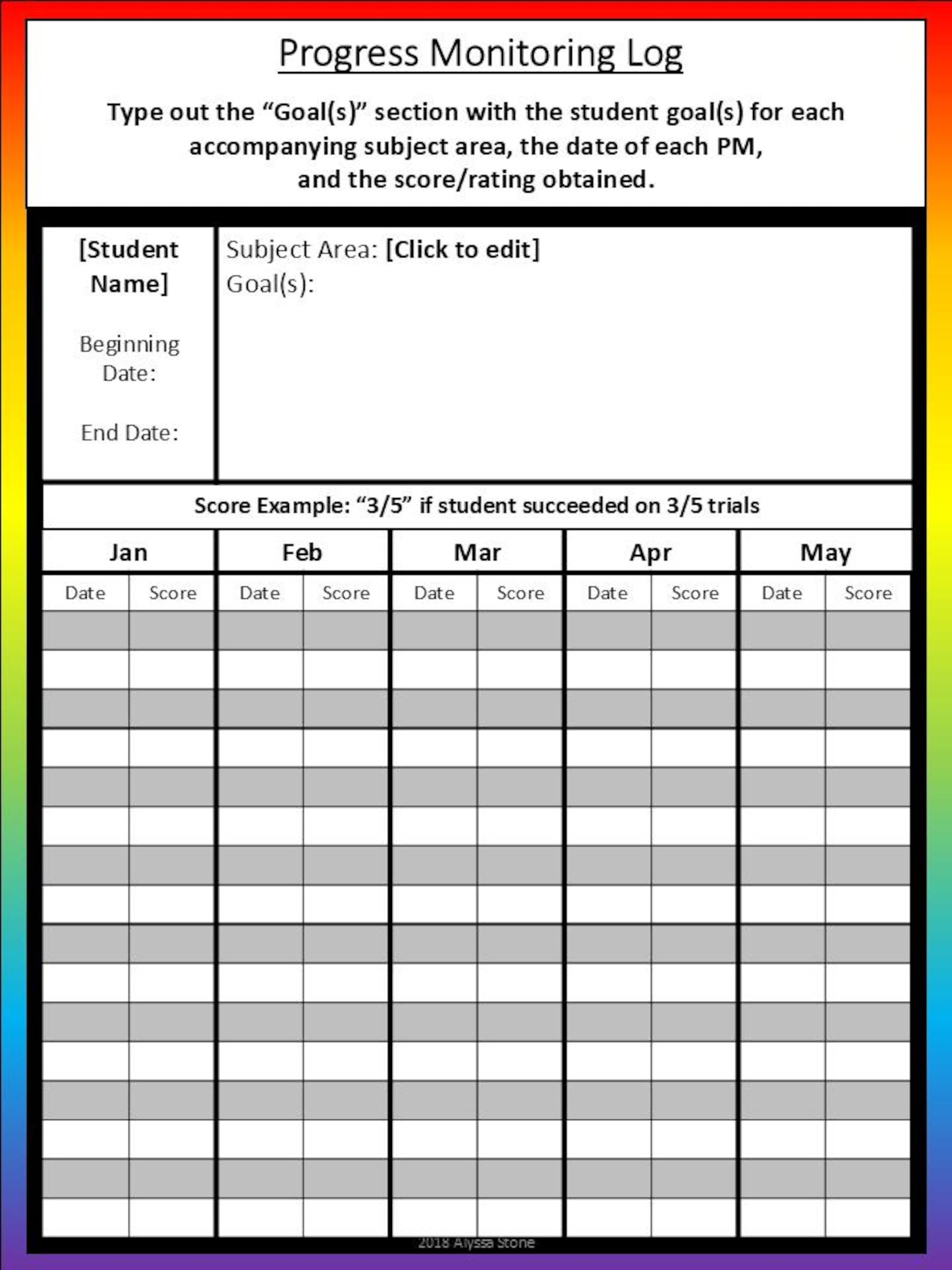 Behavior Documentation & Progress Monitoring Logs - Rainbow - Etsy