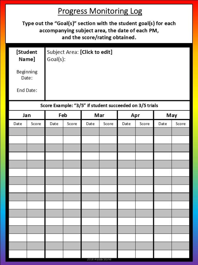 Behavior Documentation & Progress Monitoring Logs - Rainbow - Etsy