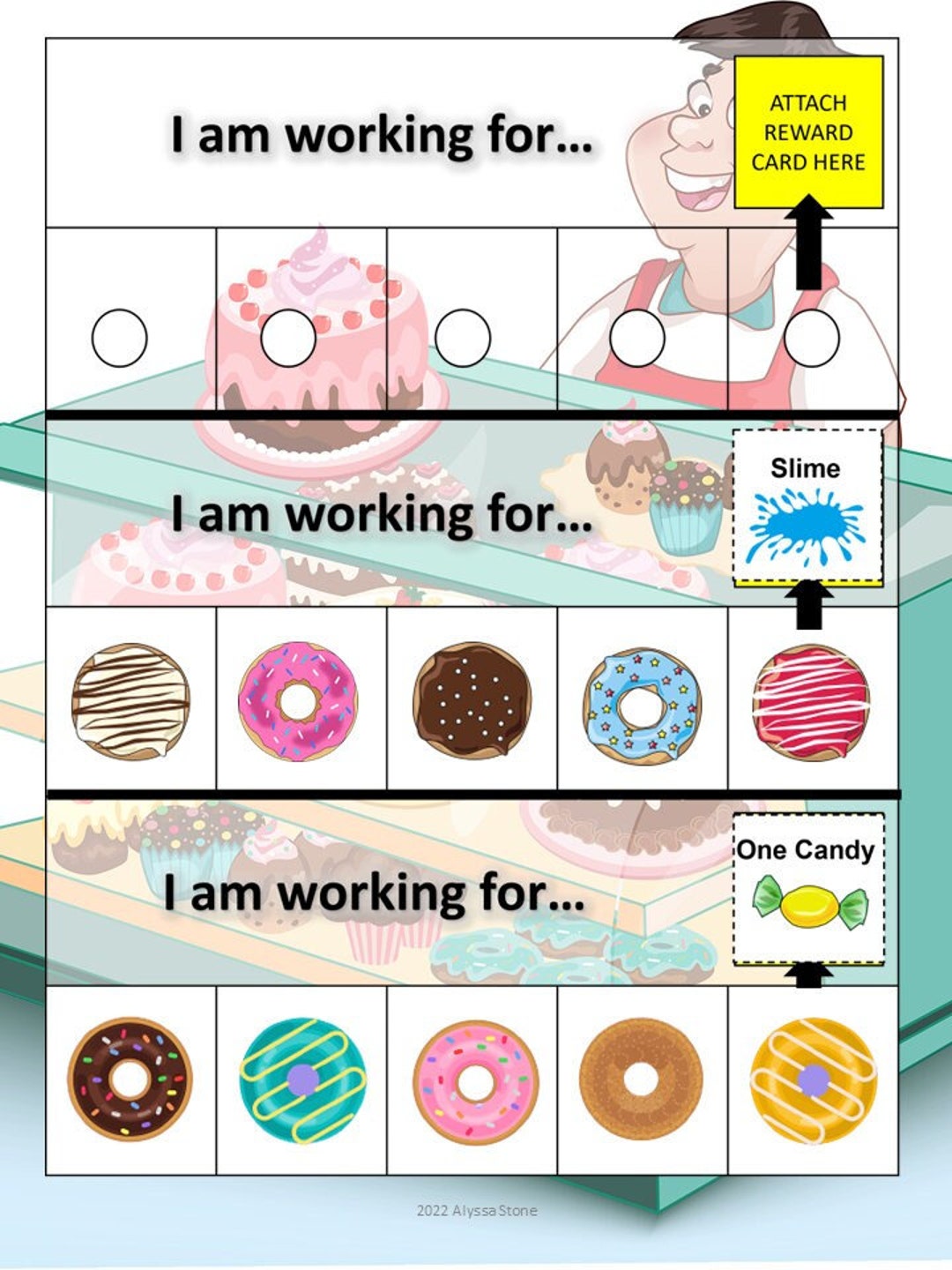 Editable Token Boards - FOOD - Donuts | Special Education - Etsy