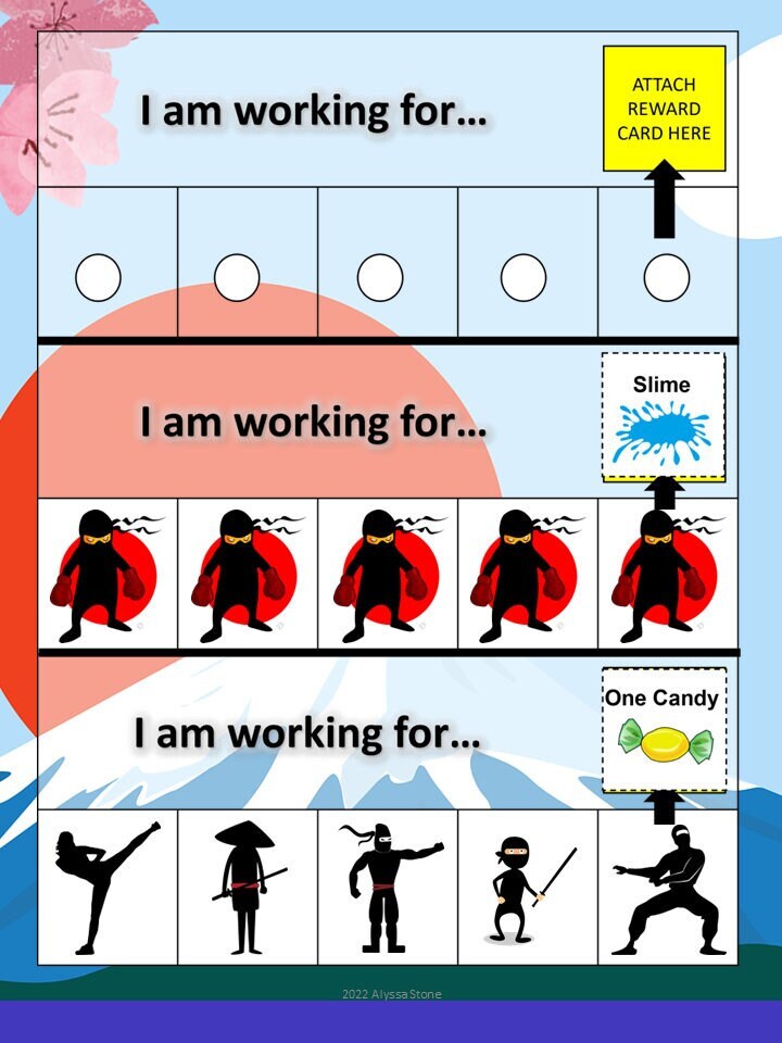 Editable Token Boards - Ninjas | Special Education - Etsy