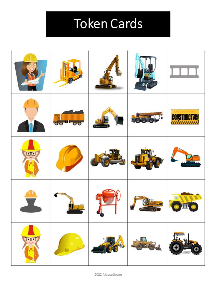 Editable Token Boards - Construction Sites | Special Education - Etsy