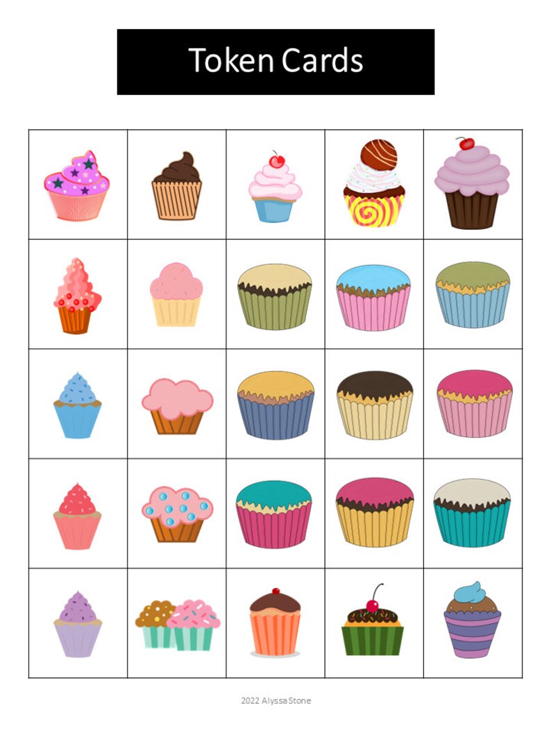 Editable Token Boards - FOOD - Cupcakes | Special Education - Etsy