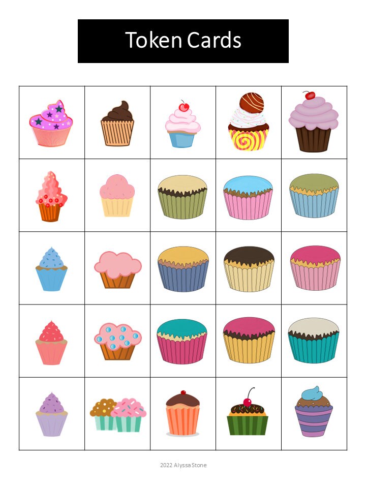 Editable Token Boards - FOOD - Cupcakes | Special Education - Etsy