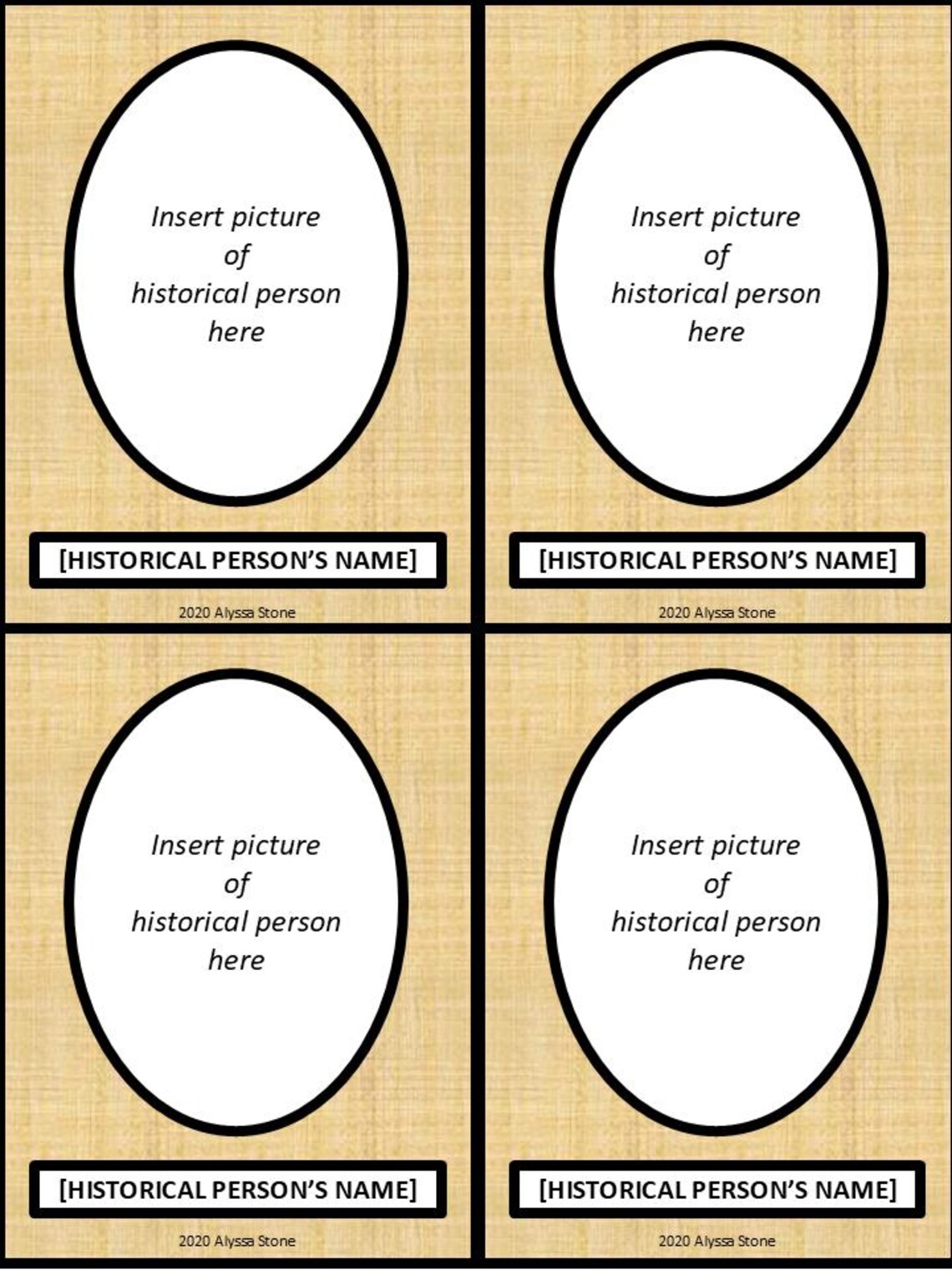 Historical Figures Trading Card Templates - Etsy