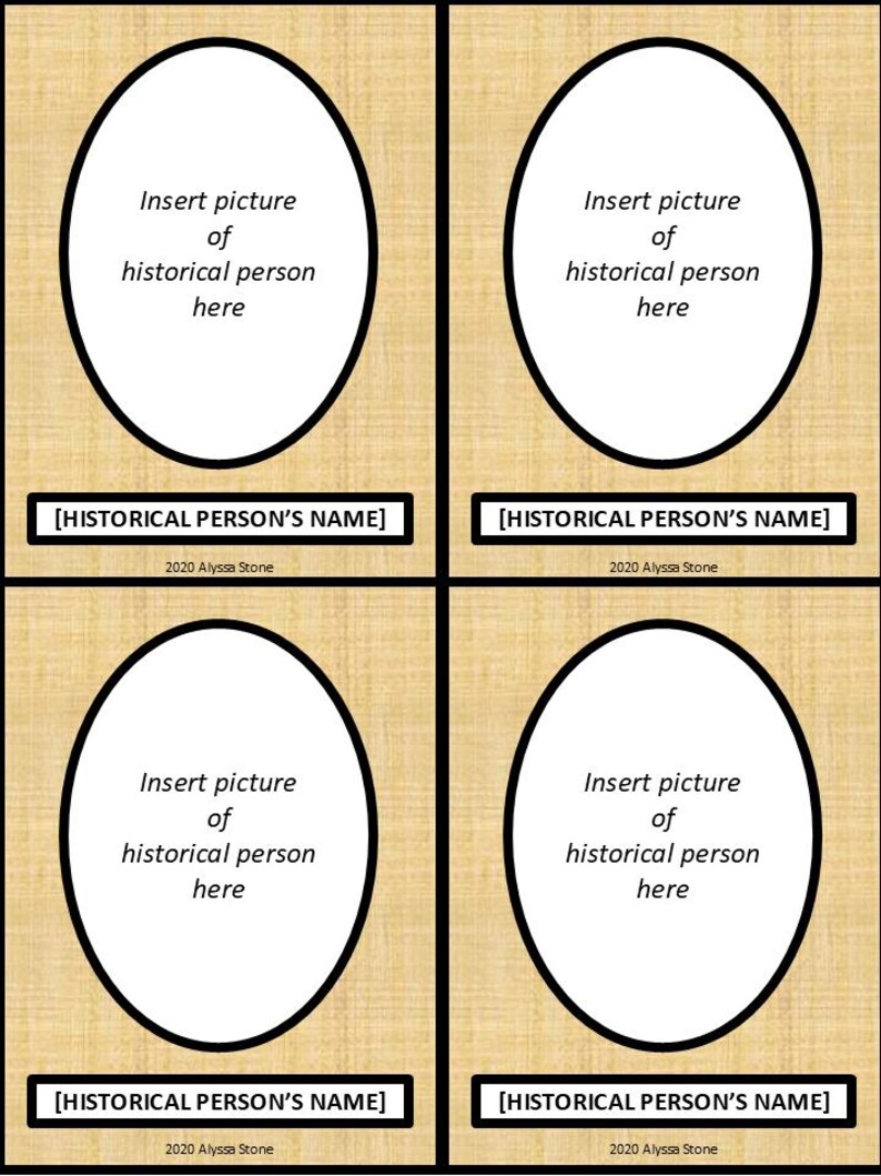 Historical Figures Trading Card Templates - Etsy
