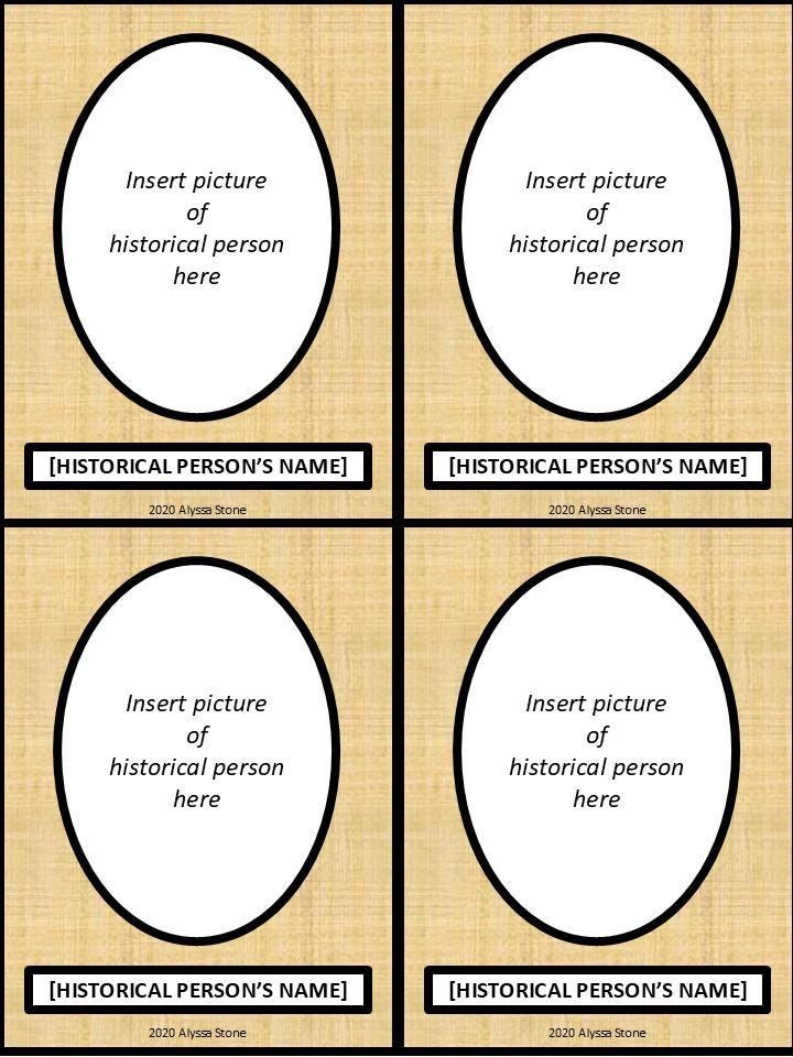Historical Figures Trading Card Templates - Etsy