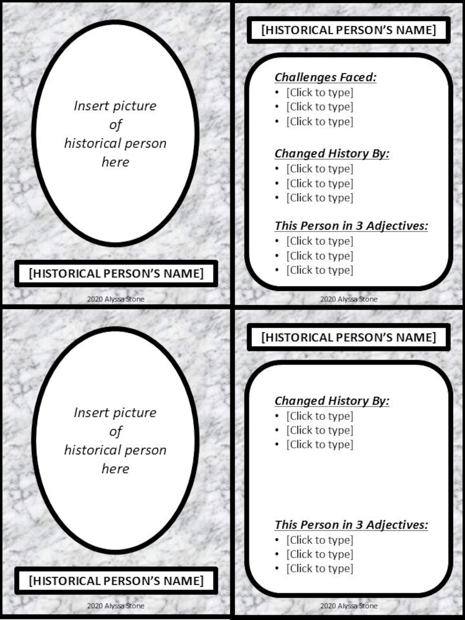Historical Figures Trading Card Templates - Etsy