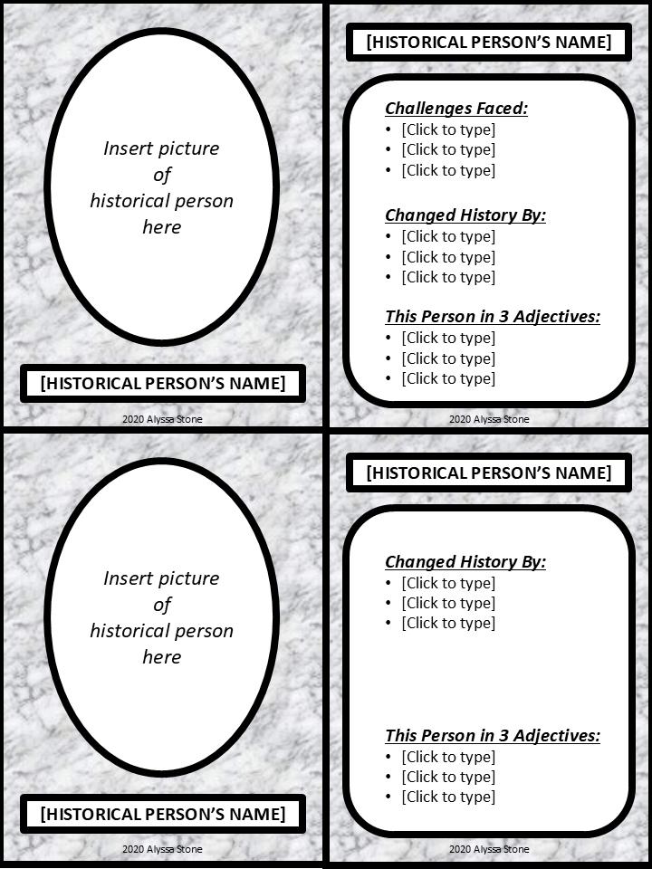 Historical Figures Trading Card Templates - Etsy