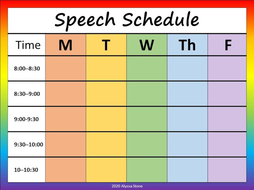 Speech Schedule A-4 POSTER - Rainbow - Etsy