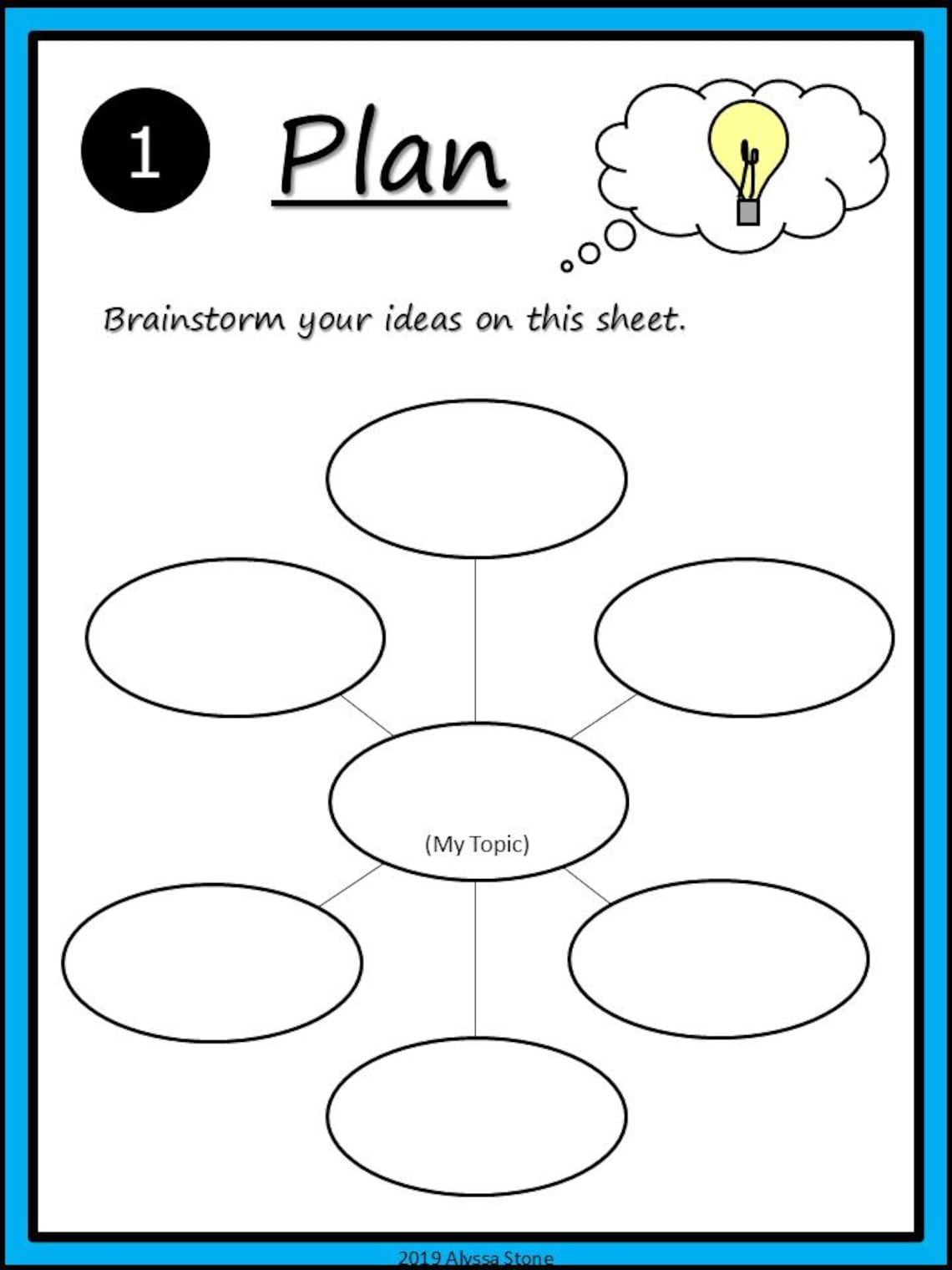 Writing Process Graphic Organizers & Editing Checklists - Aqua - Etsy