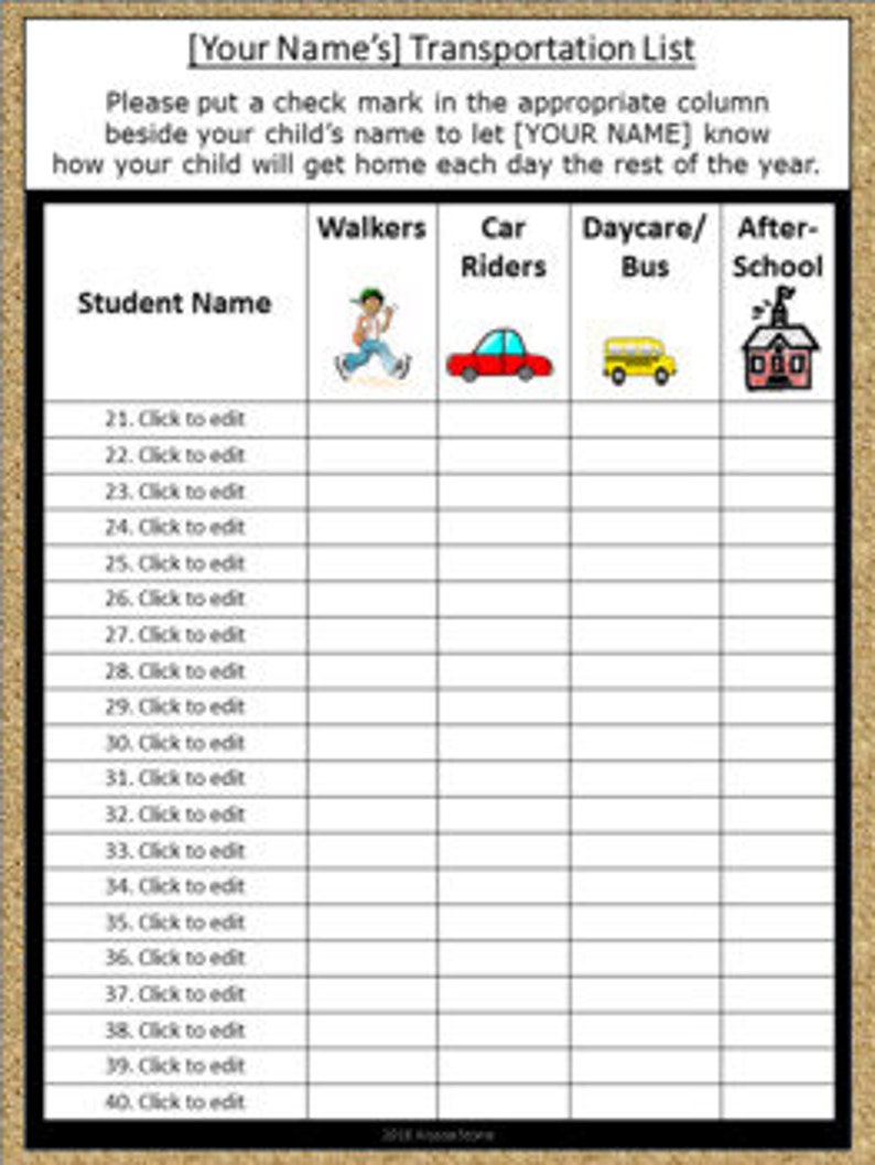 Transportation Sign-up Sheet - Burlap - Etsy