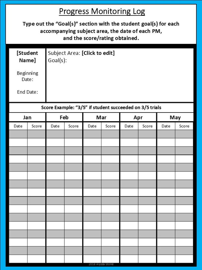 Behavior Documentation & Progress Monitoring Logs - Aqua - Etsy