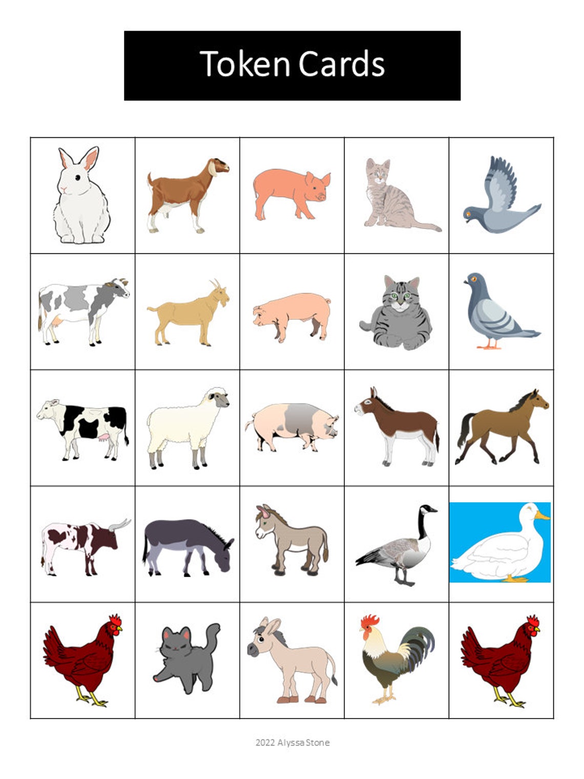Editable Token Boards - ANIMALS - Farm Animals | Special Education - Etsy
