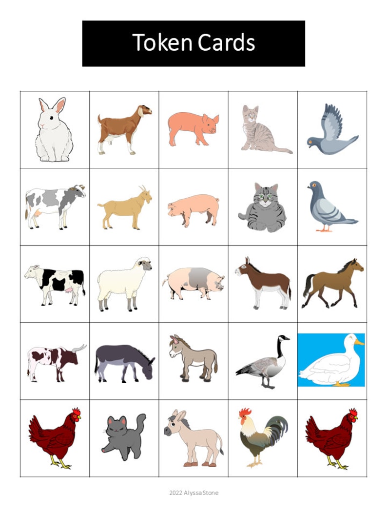 Editable Token Boards - ANIMALS - Farm Animals | Special Education - Etsy