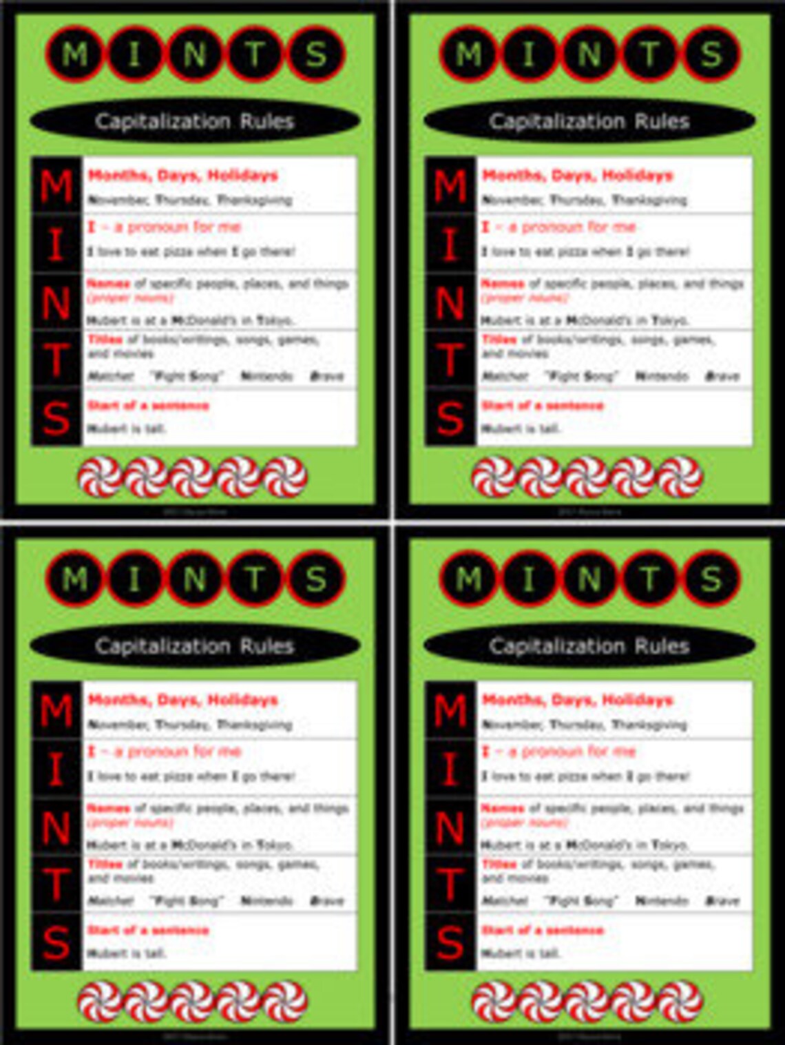 MINTS Capitalization Posters - Etsy