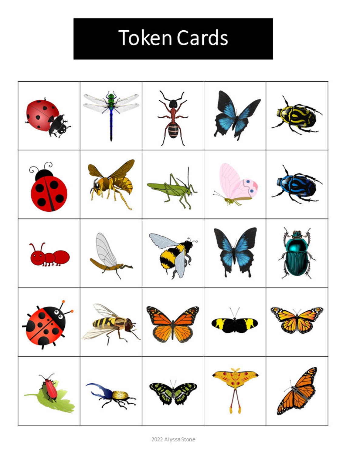 Editable Token Boards Bugs Special Education - Etsy
