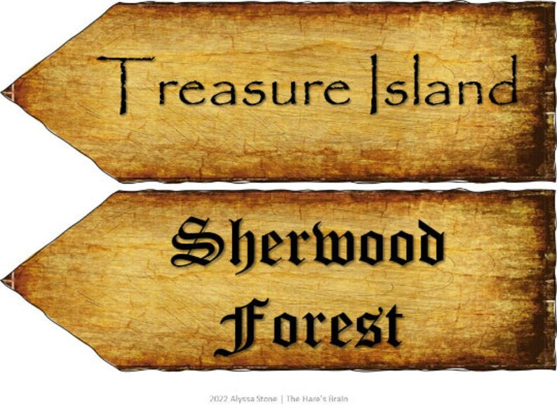 Storybook Directional Signs printable Wood Background - Etsy