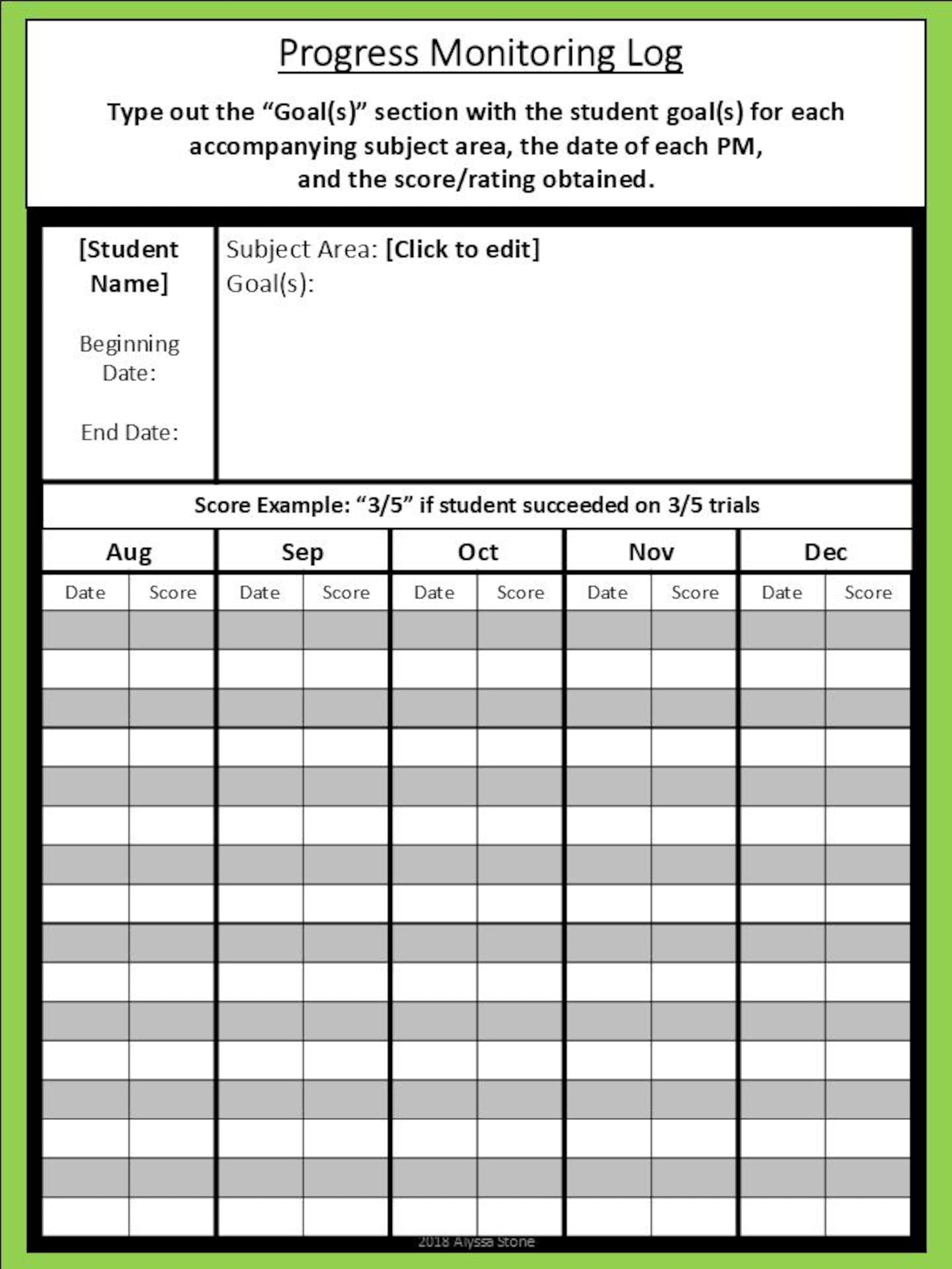 Behavior Documentation & Progress Monitoring Logs - Lime/aqua - Etsy