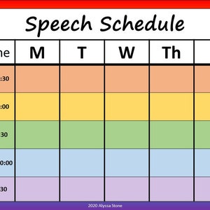 Speech Schedule A-4 POSTER - Rainbow - Etsy