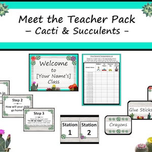 Meet the Teacher Night Pack - Cacti & Succulents {editable} - Etsy