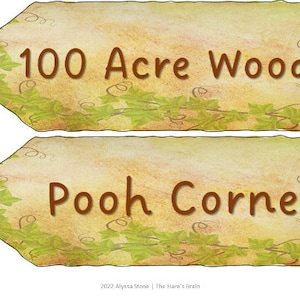 Storybook Directional Signs (printable) - Wood Background - Etsy