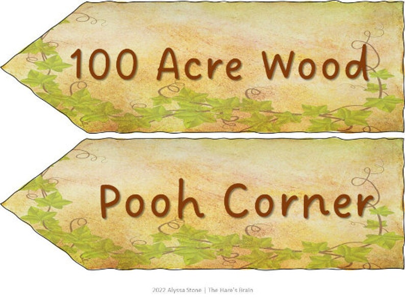 Storybook Directional Signs printable Wood Background - Etsy