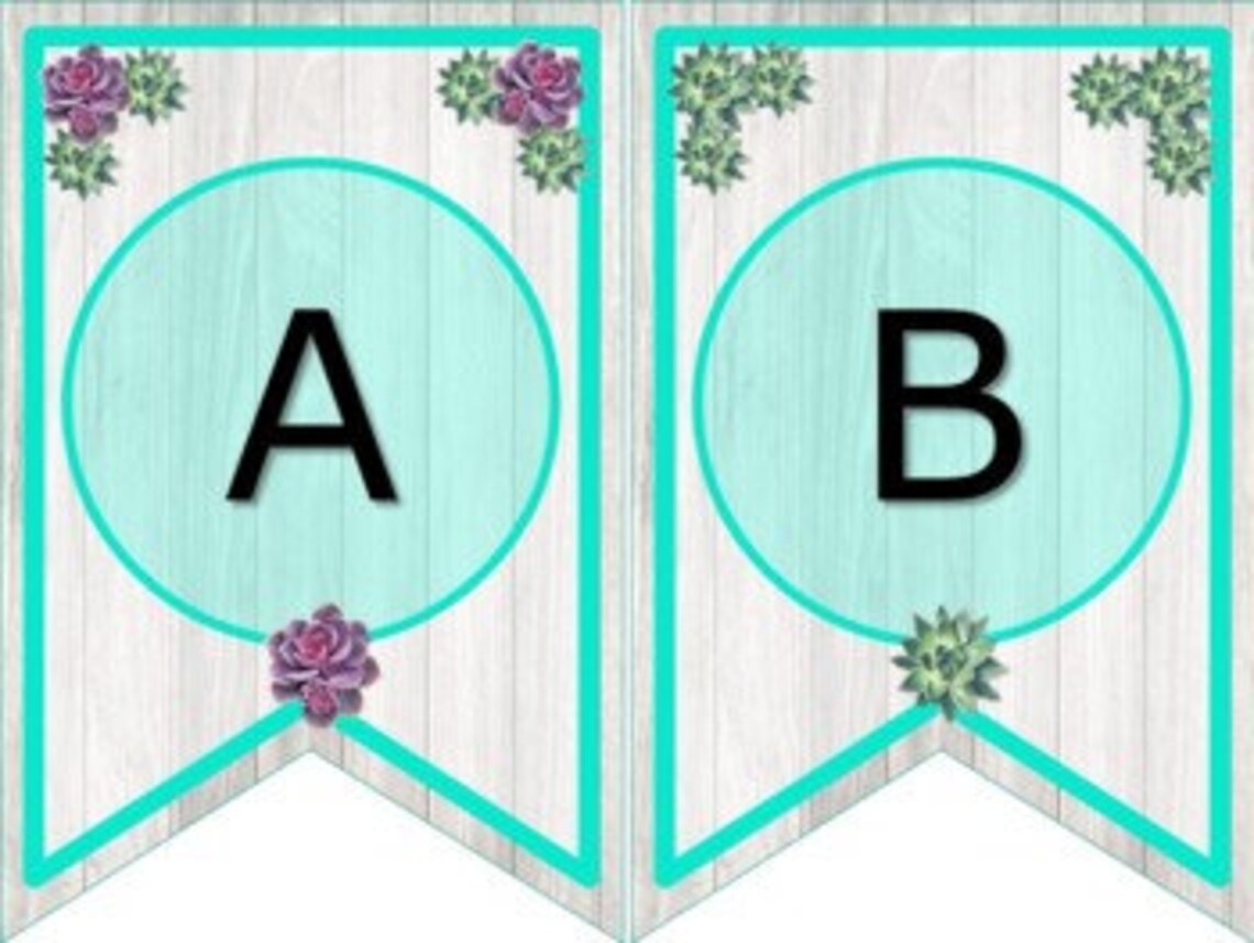 Alphabet Pennants Cacti & Succulents - Etsy
