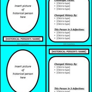 Historical Figures Trading Card Templates - Etsy