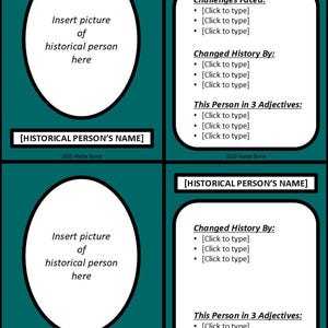 Historical Figures Trading Card Templates - Etsy