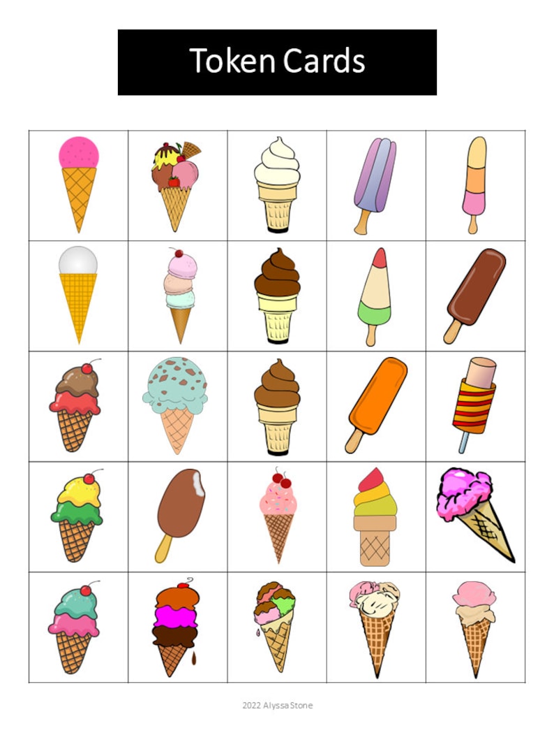 Editable Token Boards - FOOD - Ice Cream | Special Education - Etsy