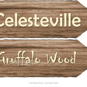 Storybook Directional Signs (printable) - Wood Background - Etsy