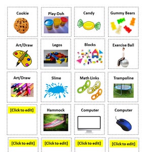 Editable Token Boards - FOOD - Kawaii Foods | Special Education - Etsy