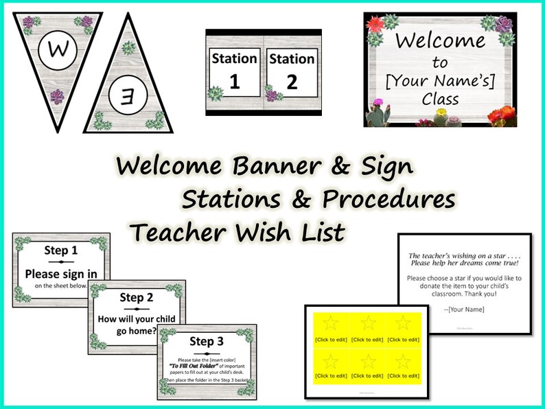 Meet the Teacher Night Pack - Cacti & Succulents {editable} - Etsy