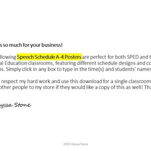 Speech Schedule A-4 POSTER - Rainbow - Etsy