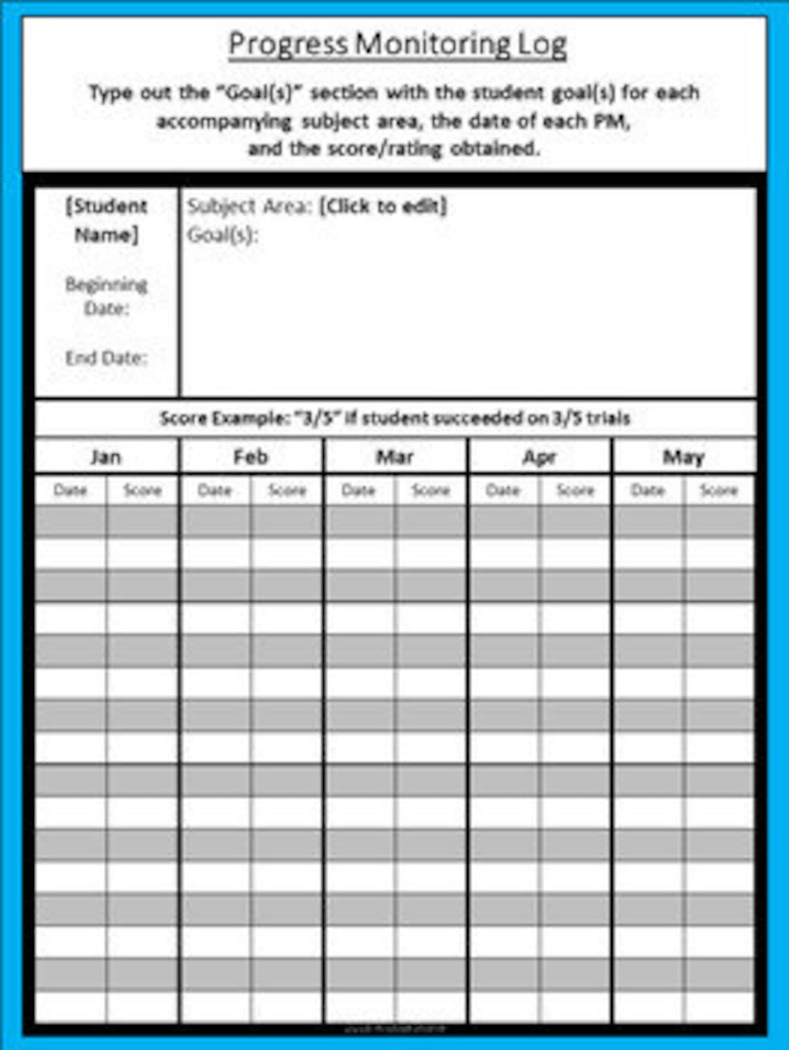 Behavior Documentation & Progress Monitoring Logs - Aqua - Etsy