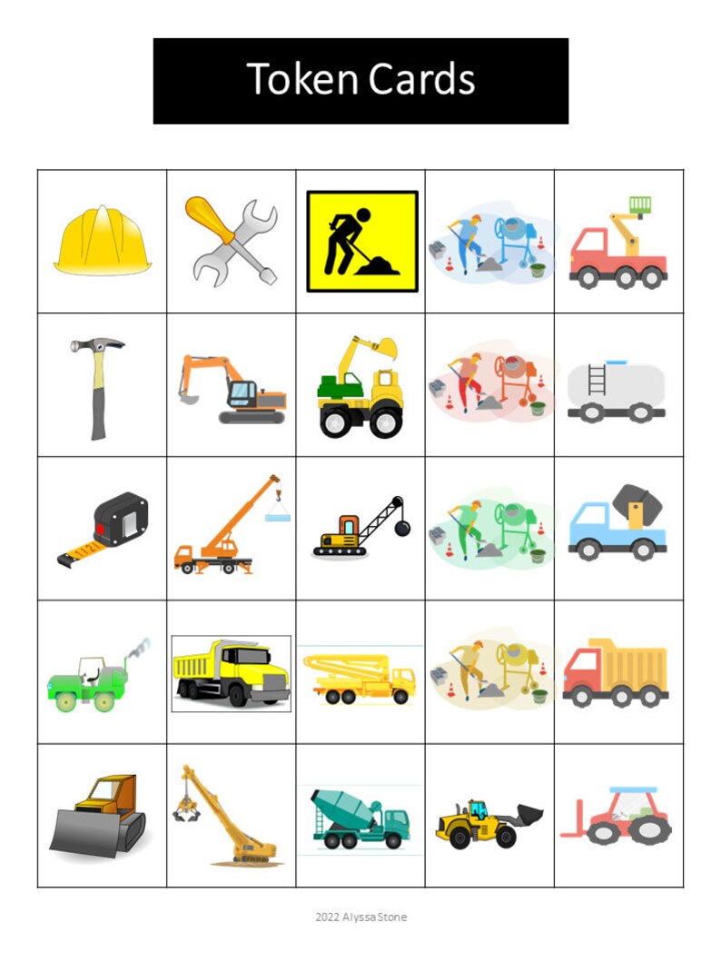 Editable Token Boards - Construction Sites | Special Education - Etsy