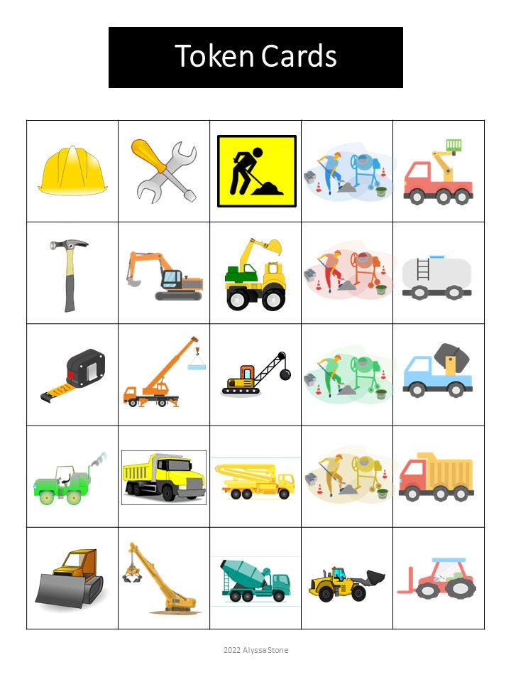 Editable Token Boards - Construction Sites | Special Education - Etsy