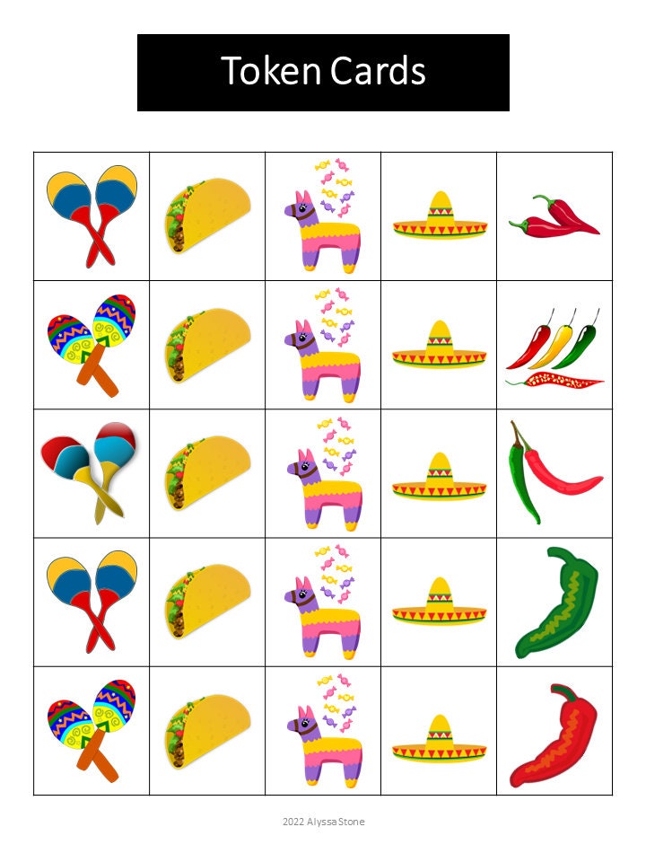 Editable Token Boards FOOD Taco Party Special Education - Etsy