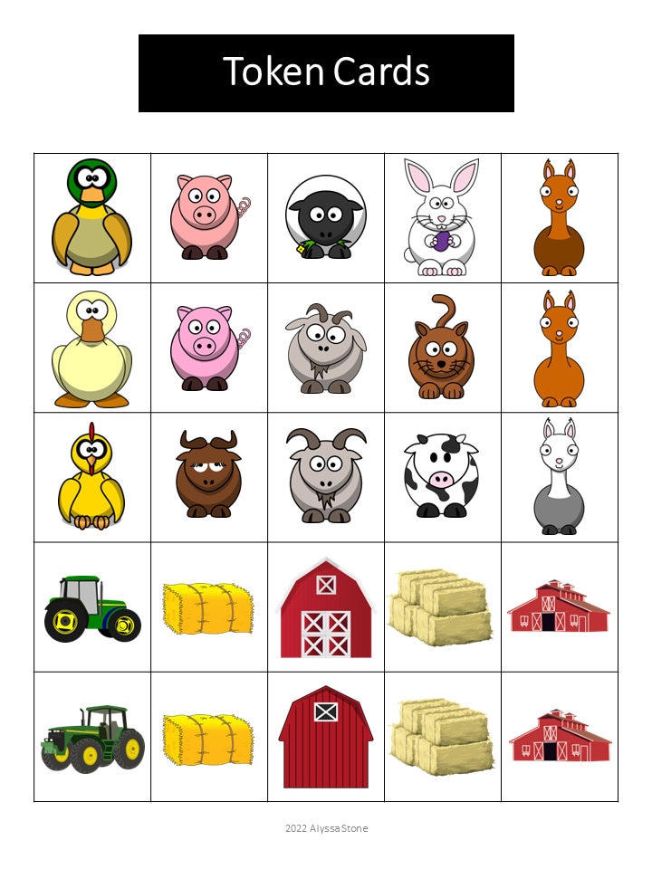Editable Token Boards - ANIMALS - Farm Animals | Special Education - Etsy