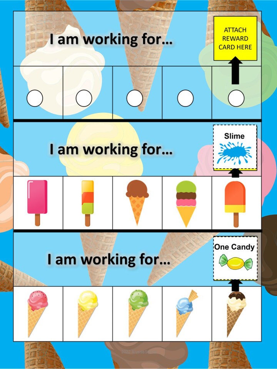 Editable Token Boards - FOOD - Ice Cream | Special Education - Etsy