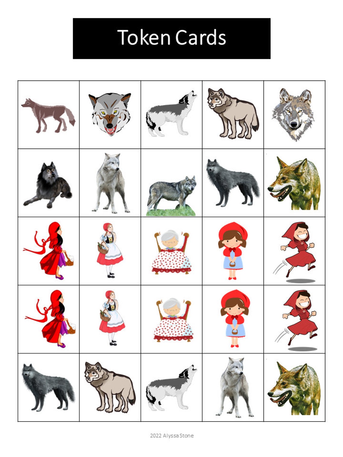 Editable Token Boards - FAIRYTALES - Little Red Riding Hood | Special ...
