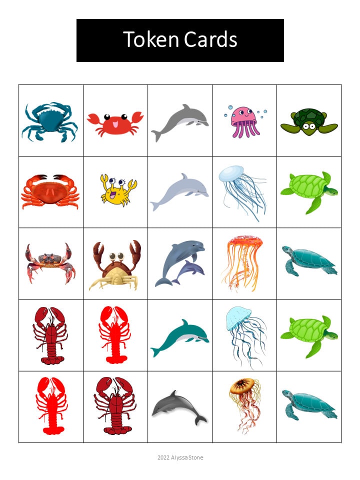 Editable Token Boards - ANIMALS - Ocean Animals | Special Education - Etsy