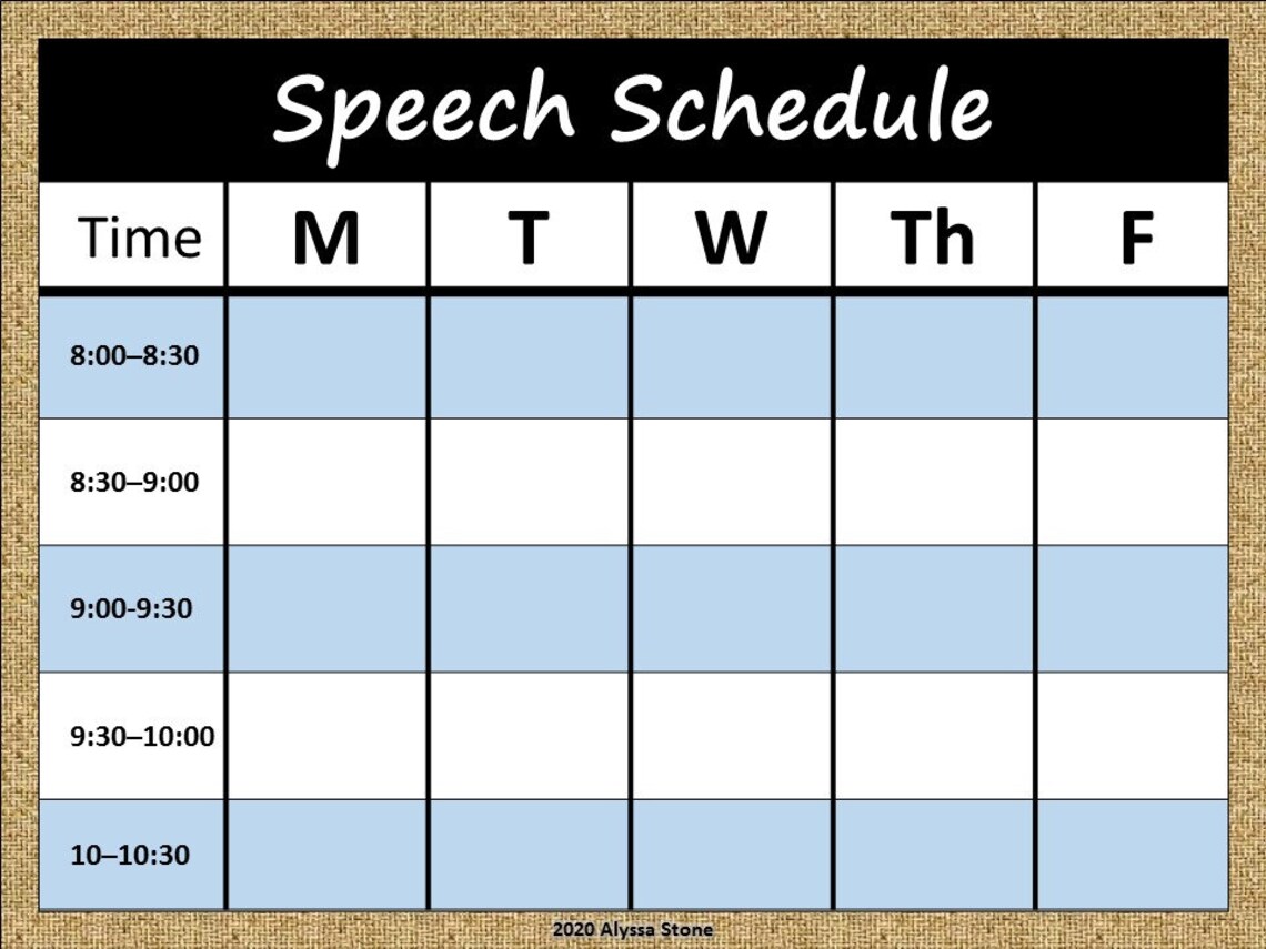 Speech Schedule A-4 POSTER Burlap - Etsy