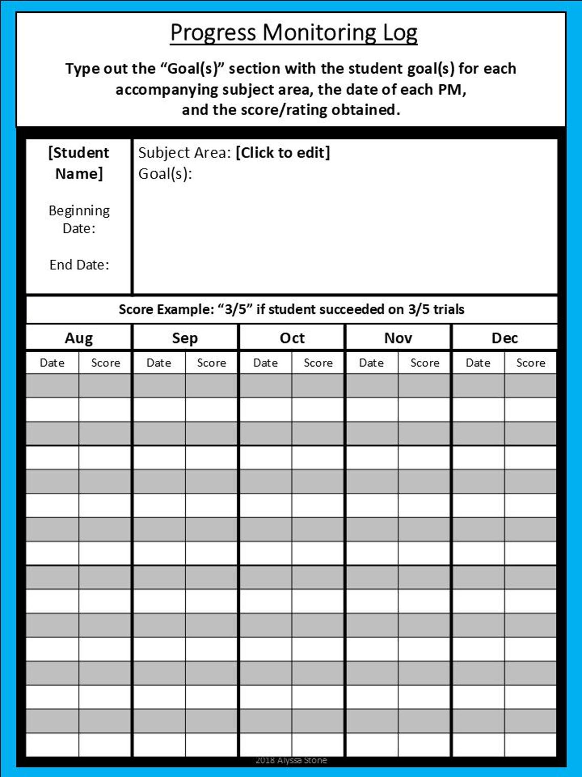 Behavior Documentation & Progress Monitoring Logs - Aqua - Etsy