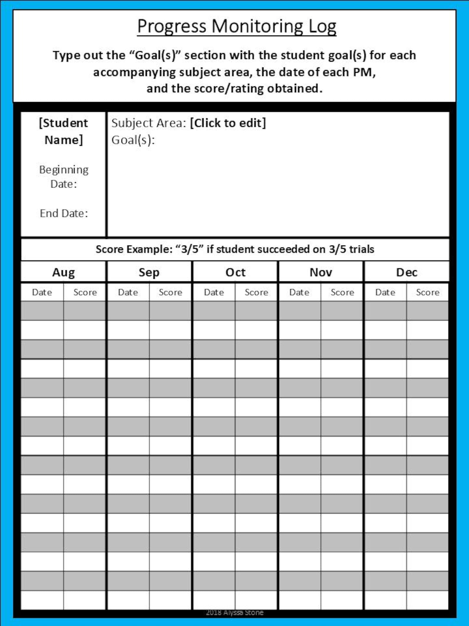 Behavior Documentation & Progress Monitoring Logs - Aqua - Etsy