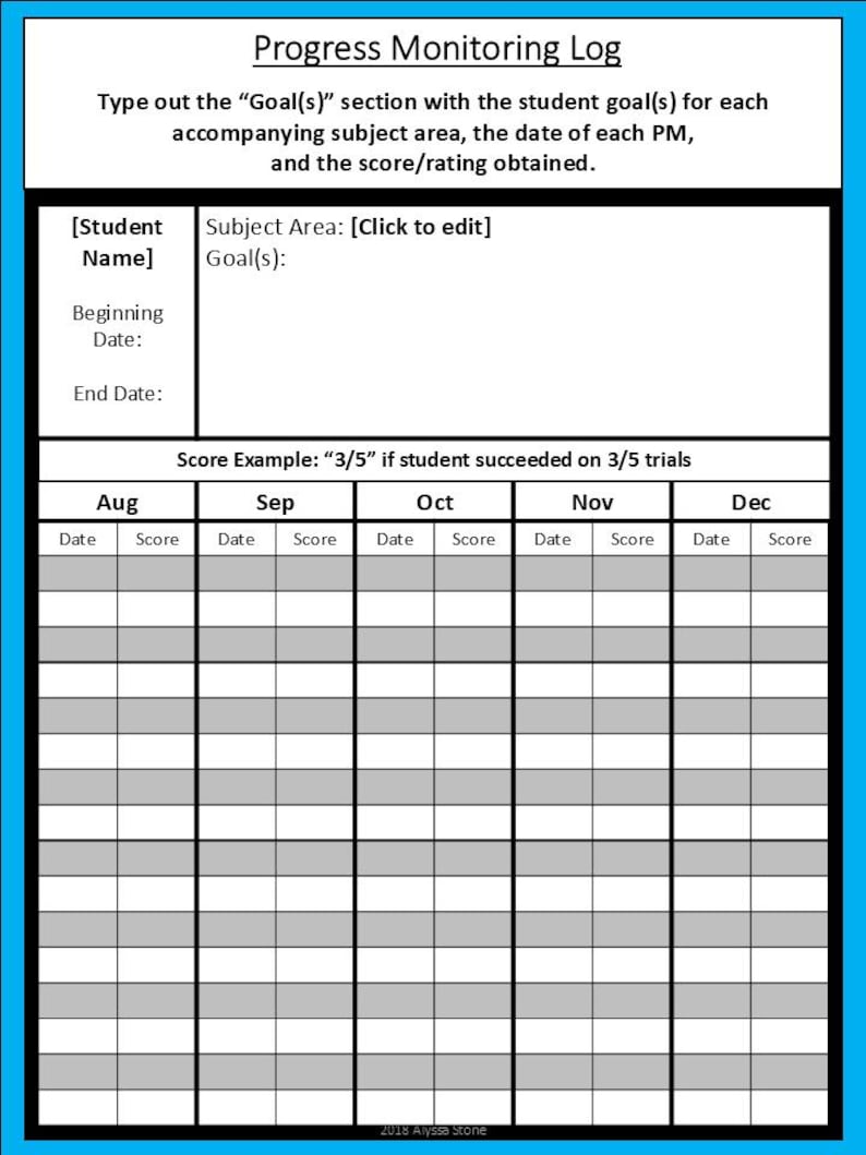 Behavior Documentation & Progress Monitoring Logs - Aqua - Etsy